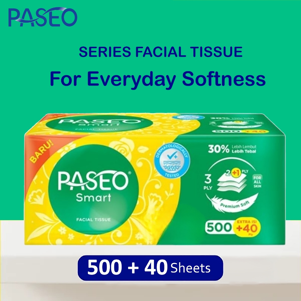 Jual Tisu Tissue Paseo Smart Tissue Wajah 500+40 Sheet Lembar 3ply ...