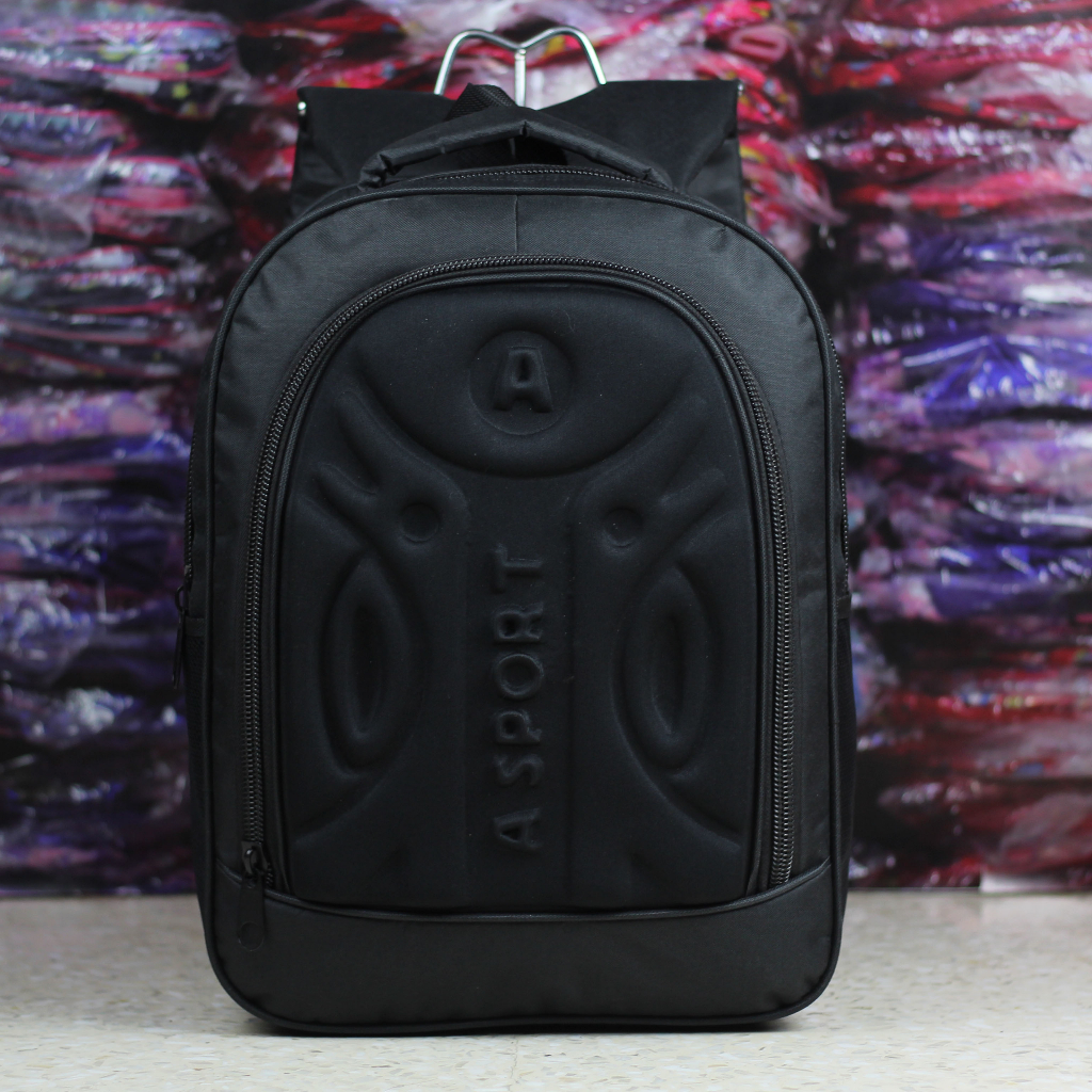 Jual Tas Sekolah Anak Laki laki TK SD Kelas 1 2 3 Model Emboss A Sport Warna Hitam Backpack ...