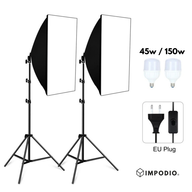 Jual Paket lighting home studio 2 Softbox lighting lengkap super terang ...