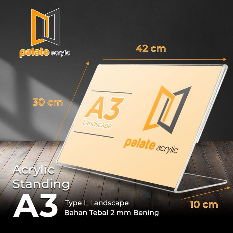 Jual akrilik brosur A3 Landscape / ACRYLIC Daftar menu A3/pajangan menu ...