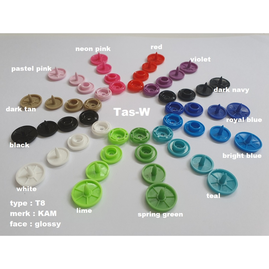 Jual Plastik snap button/kancing jepret plastik KAM glossy T8/14.1mm ...