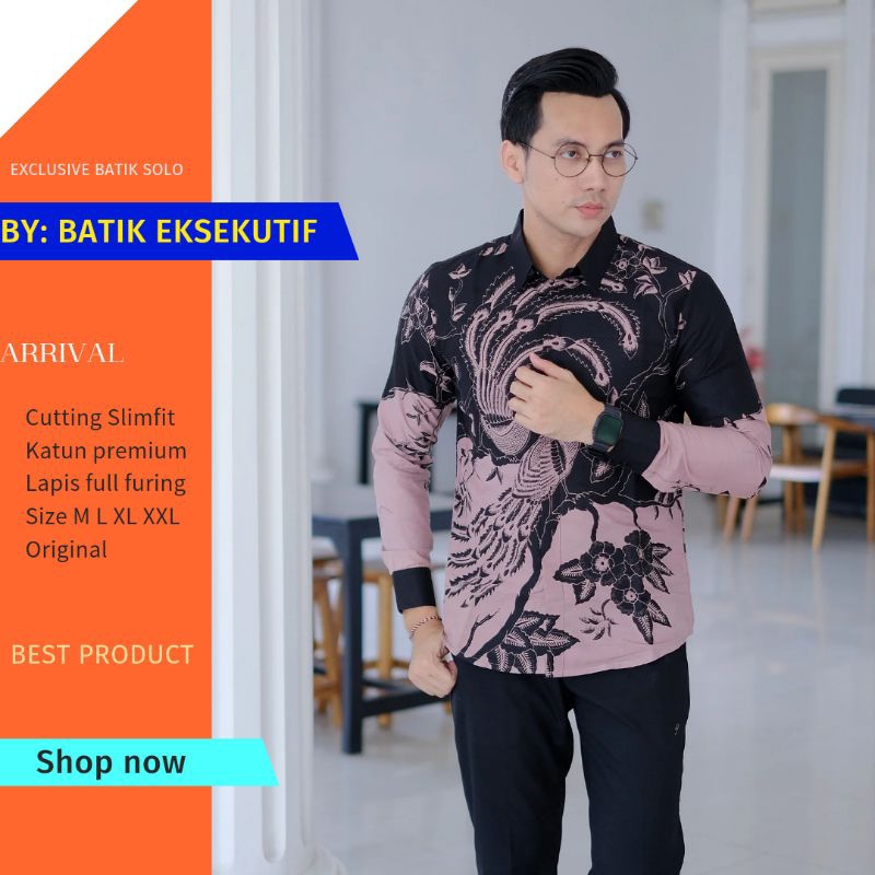 Jual BATIK pria Motif Merak Pink pastel Hem Atasan Kemeja Baju Batik ...