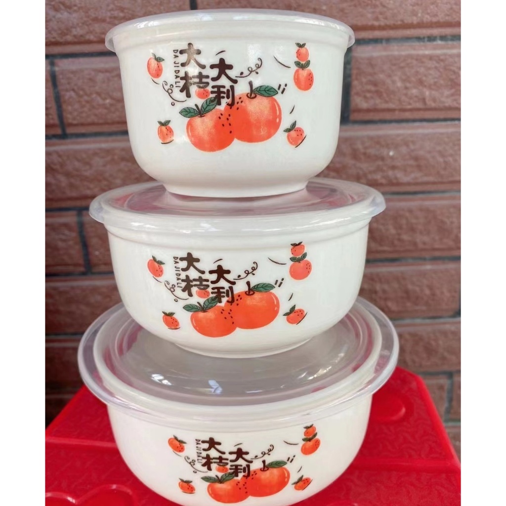 Jual Set mangkuk 3in1 / mangkok keramik dengan penutup | Shopee Indonesia