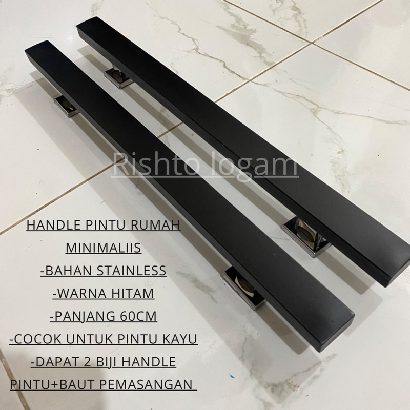 Jual handle tarikan pintu rumah hitam 60cm stainless gagang pintu ...