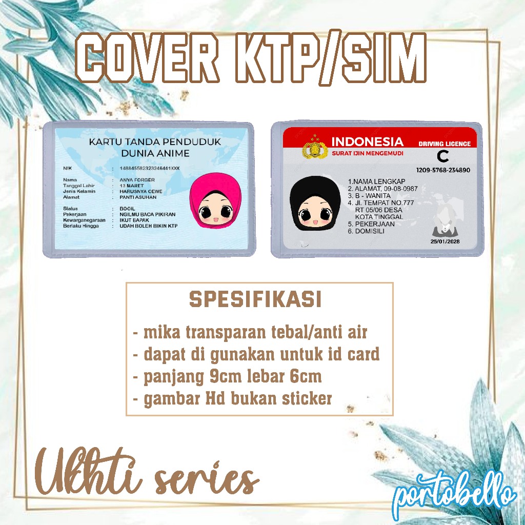 Jual Cover Pelindung Kartu Identitas KTP SIM Kartun Wanita Hijab Ukhty ...