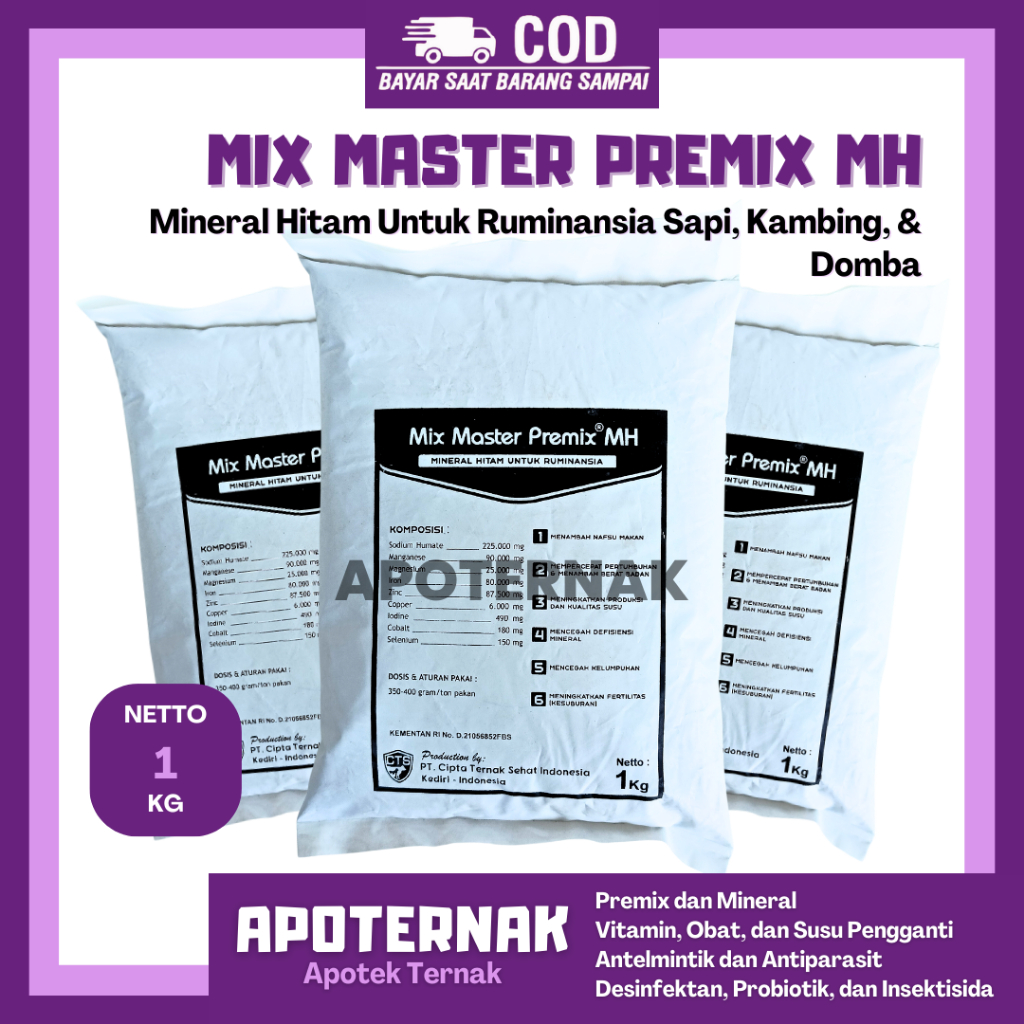 Jual MIX MASTER PREMIX MINERAL HITAM 1 Kg - Mineral Sapi Pincang Lumpuh ...