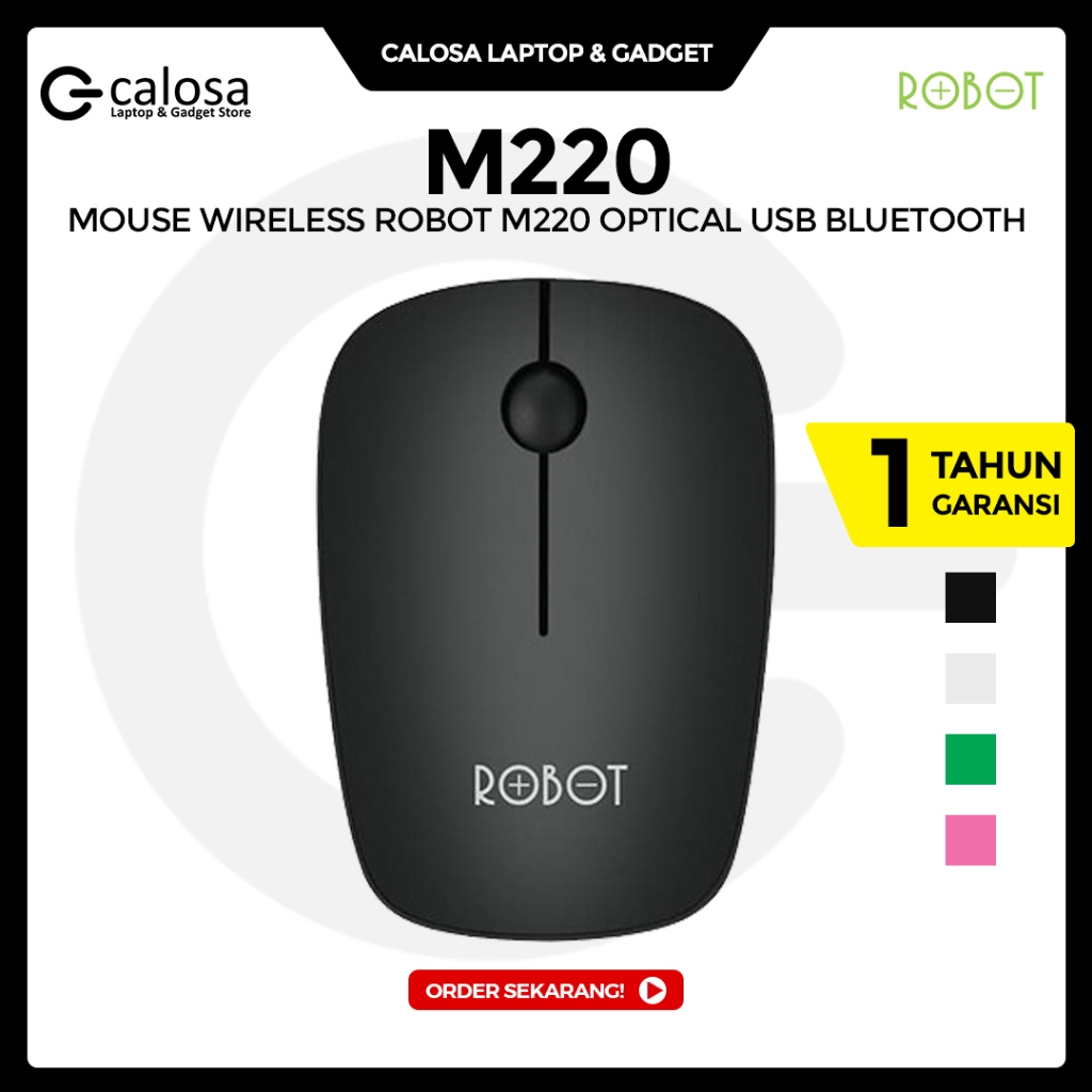 Jual MOUSE WIRELESS ROBOT M220 OPTICAL USB BLUETOOTH ORIGINAL GARANSI ...