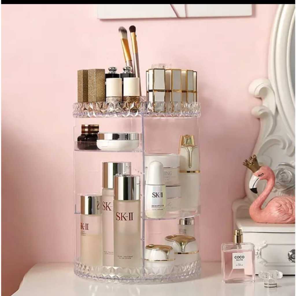 Jual Rak Kosmetik Acrylic Putar 360 Derajat Diamond / Rak Make Up ...