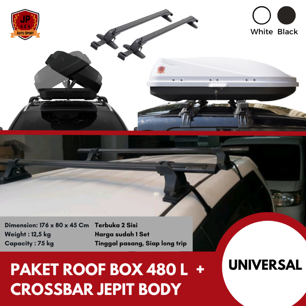 Jual Roof box bagasi atas mobil ukuran 480L + Crossbar Body | Shopee ...