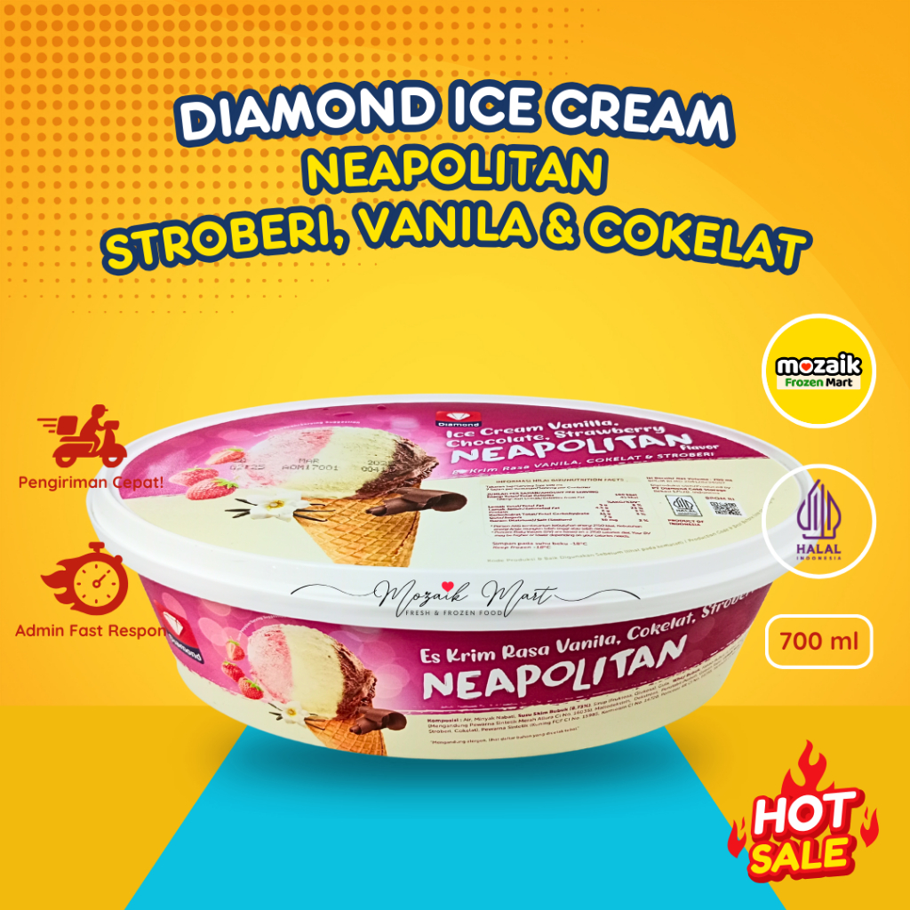 Jual Es Krim Diamond Neapolitan 700 ml-Ice Cream 3 rasa/3in1/3 in 1 ...