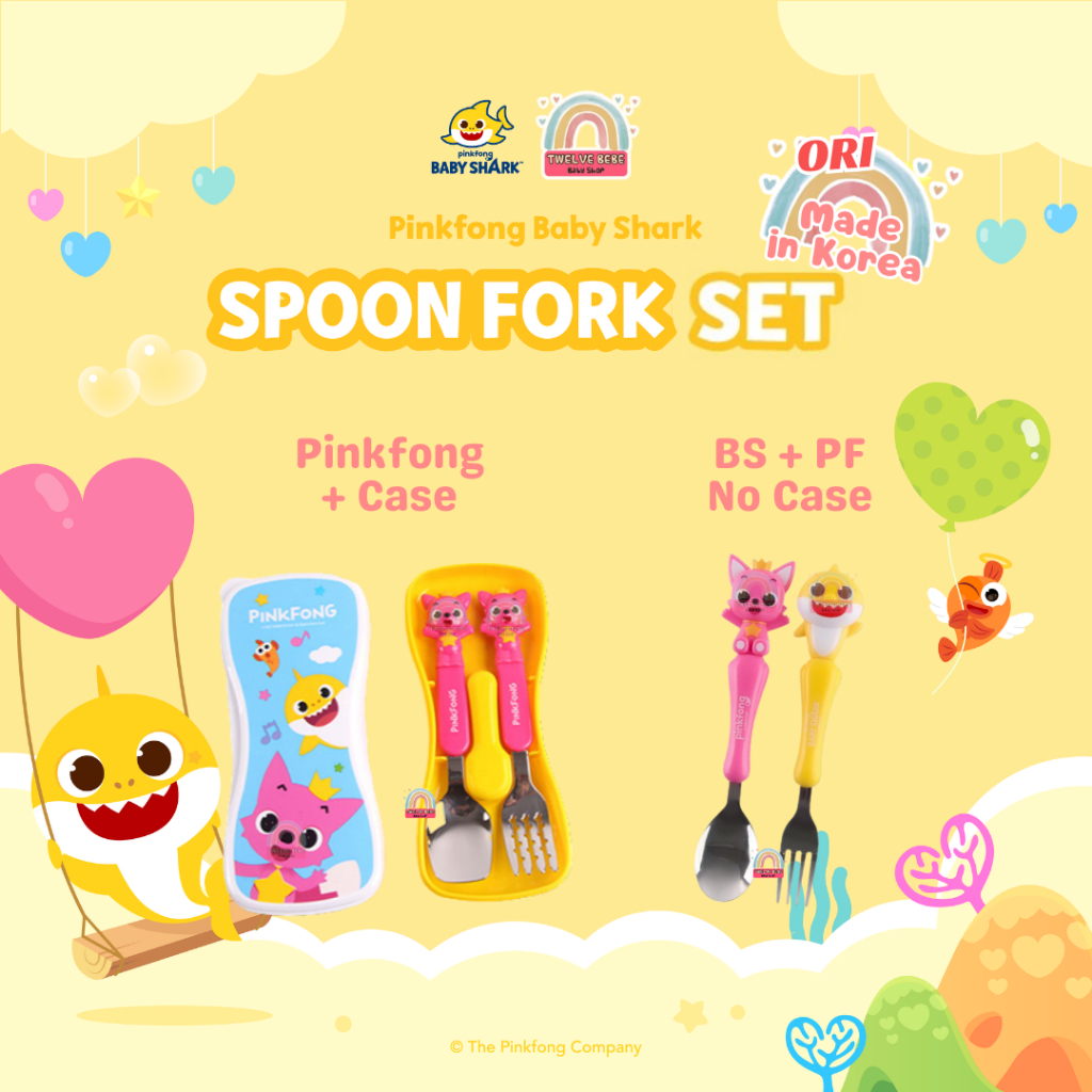 Jual Pinkfong Baby Shark Spoon & Fork Ori korea / Set Sendok Garpu Anak ...