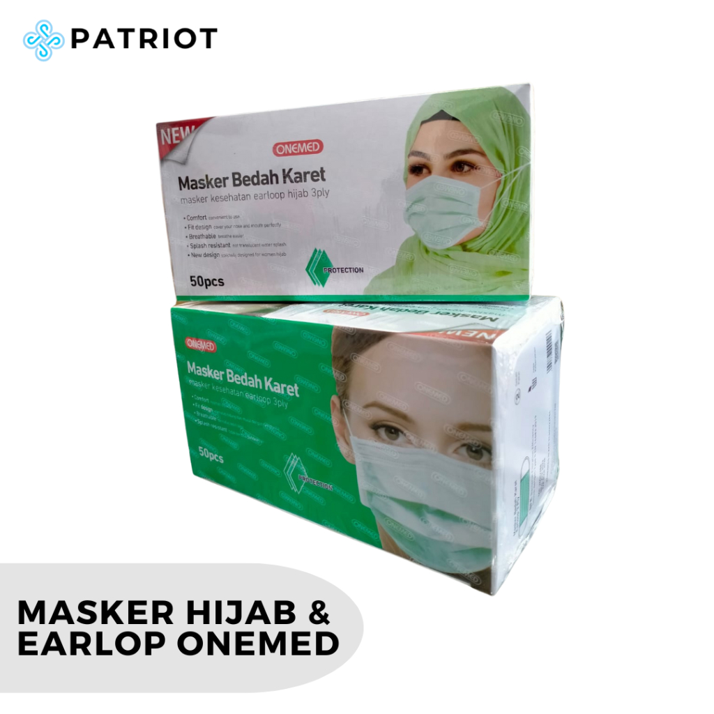 Jual ONEMED - Masker Hijab dan Earloop Medis Bedah Karet Warna Hijau ...