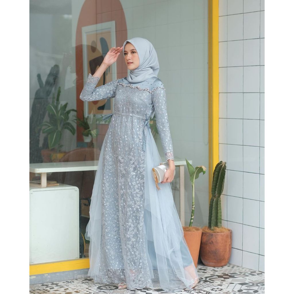 Jual ADA XXL - VANIA DRESS BAHAN SILK SATIN PREMIUM FULL BROKAT/MAXY DRESS BRIDESMAID KONDANGAN ...