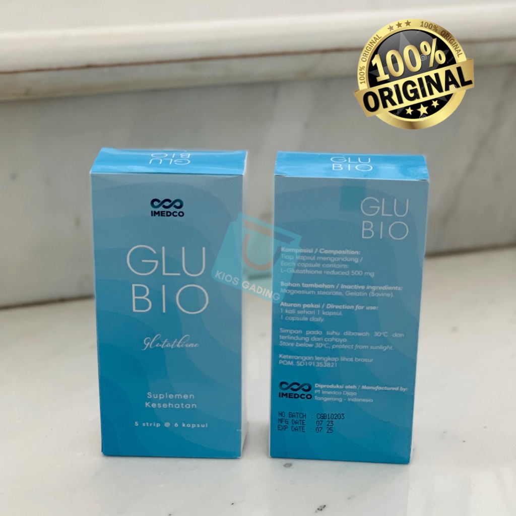 Jual GLUBIO Glutathione 500mg Glu Bio Imedco Box Isi 30 Kapsul Capsules ...