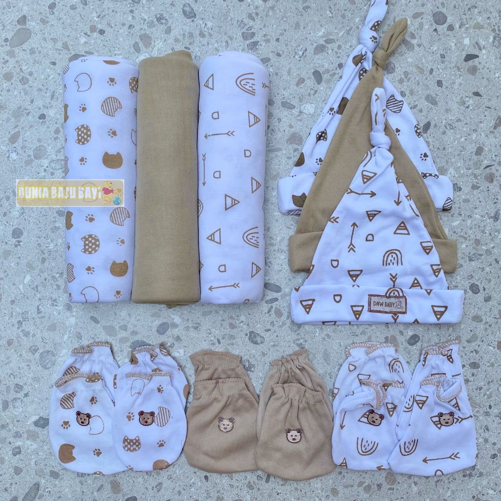 Jual 4in1 PERLENGKAPAN BAYI BARU LAHIR BEDONG + TOPI SET SARUNG TANGAN ...