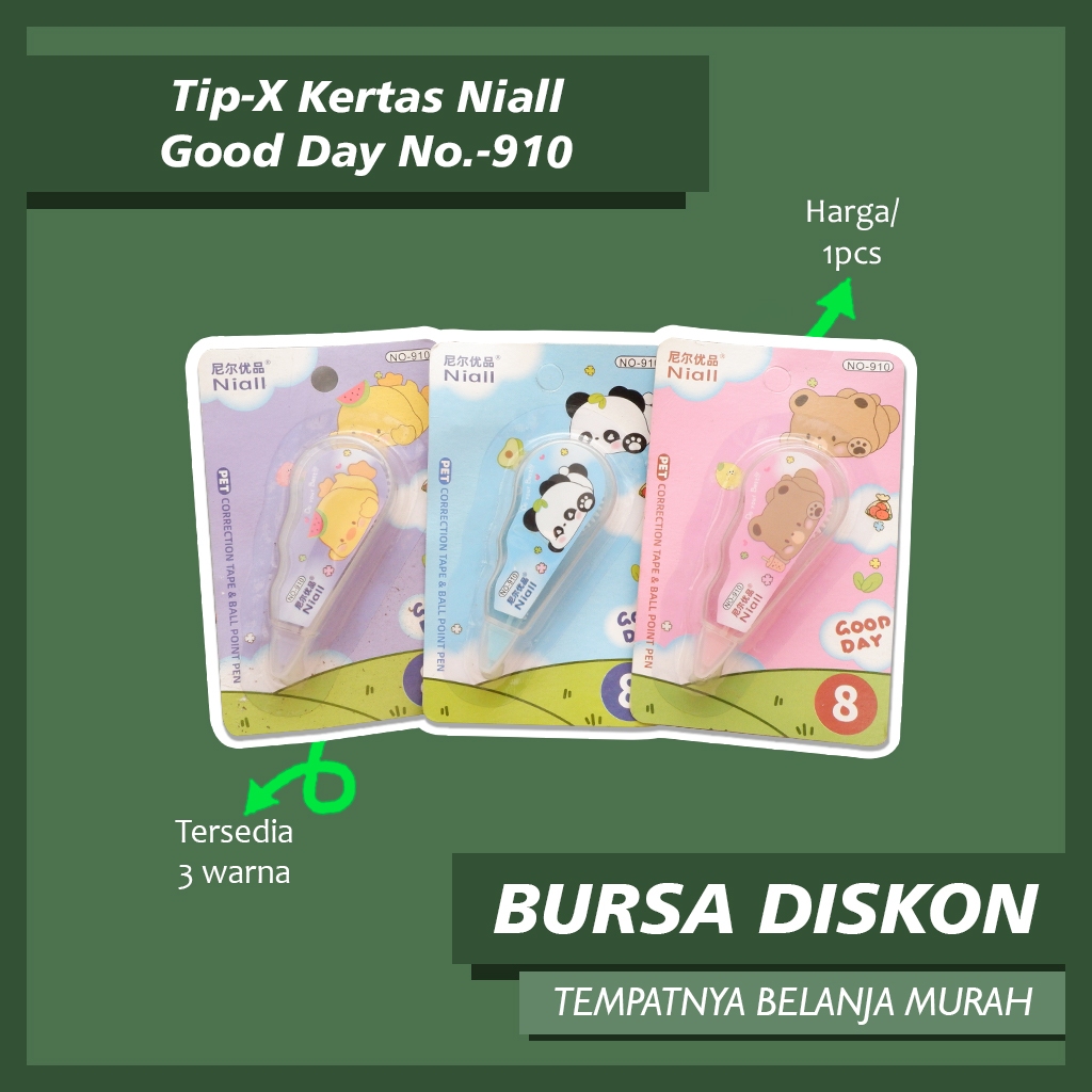 Jual Tip-X Kertas Niall Good Day No.-910 Correction Tape Roll Tipex Tip ...