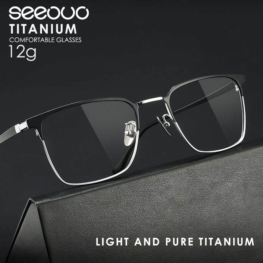 Jual Seeouo Frame Kacamata Model Kotak Half Rim Bahan Titanium Kokoh Style Bisnis Pria Wanita ...