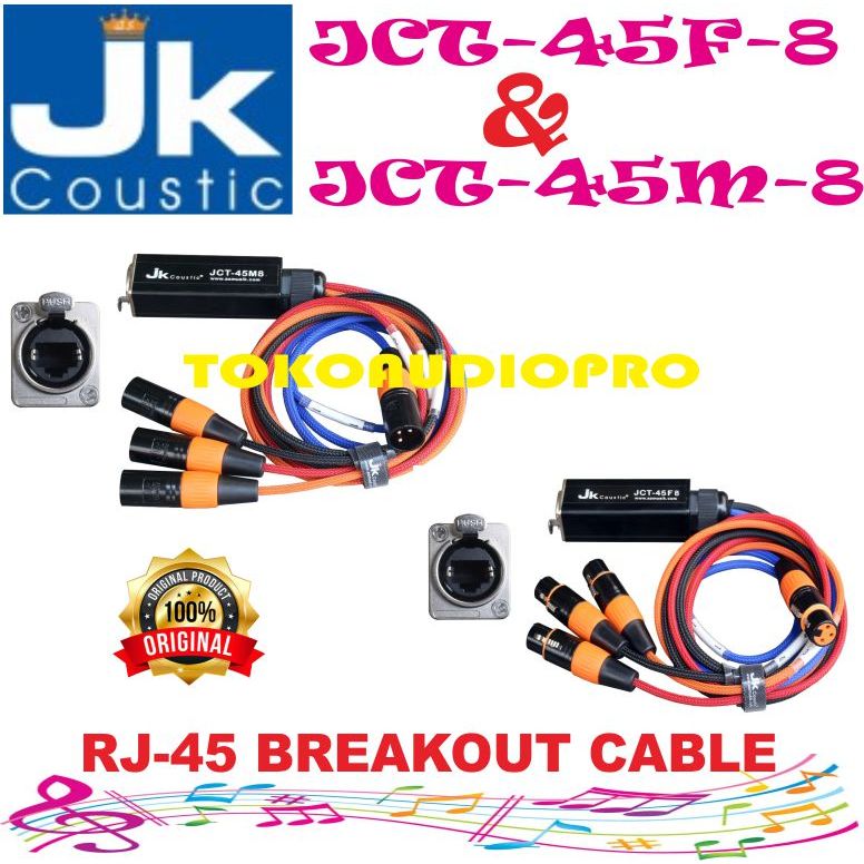 Jual Kabel Break out RJ45 JK Coustic JCT45F8 JCT45M8 Kabel RJ45 - XLR ...