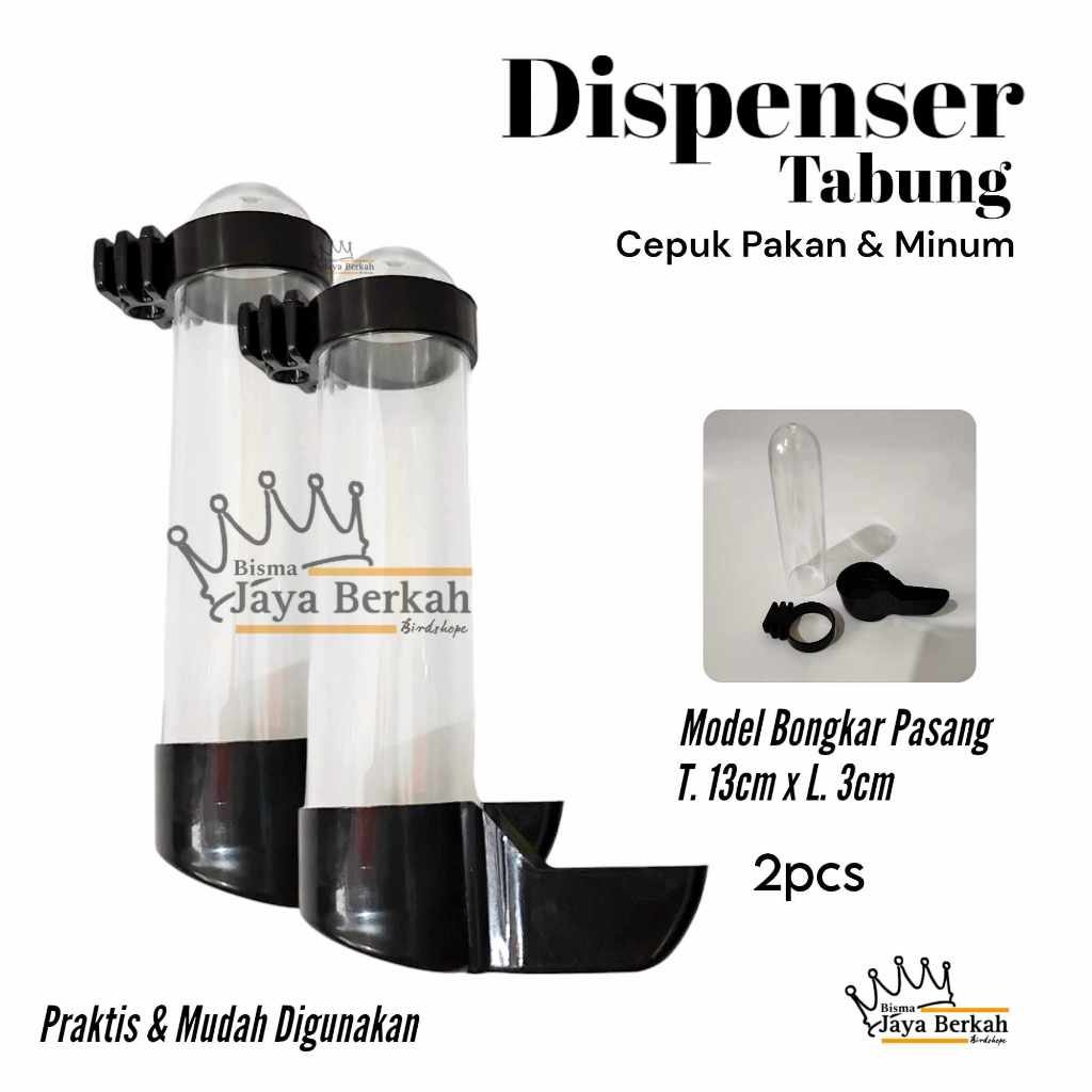 Jual CEPUK TABUNG DISPENSER TABUNG 1 SET 2 PCS TEMPAT PAKAN MAKAN ...