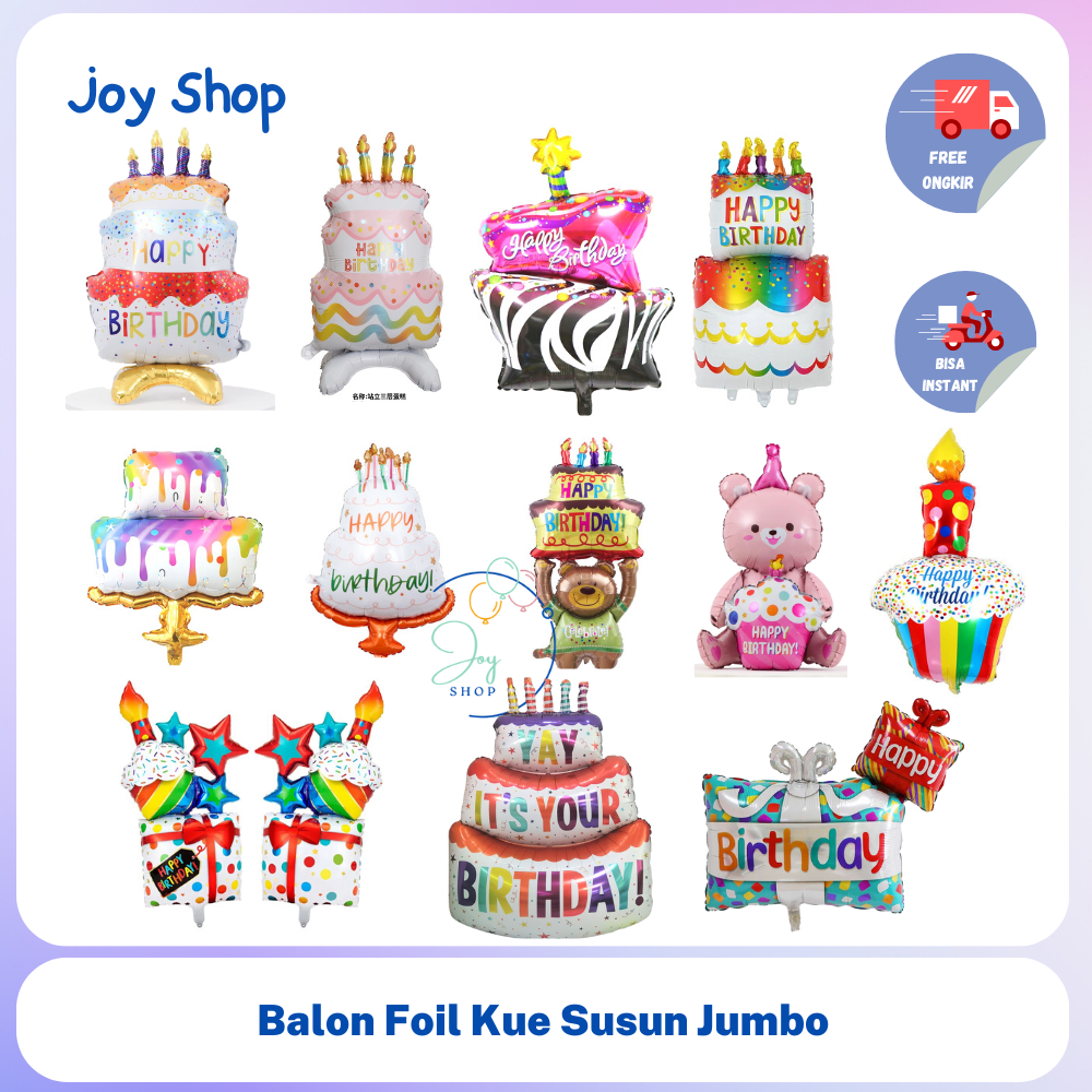 Jual Balon Foil Kue HBD Jumbo Tart Lilin Cup Happy Birthday Cake HBD ...