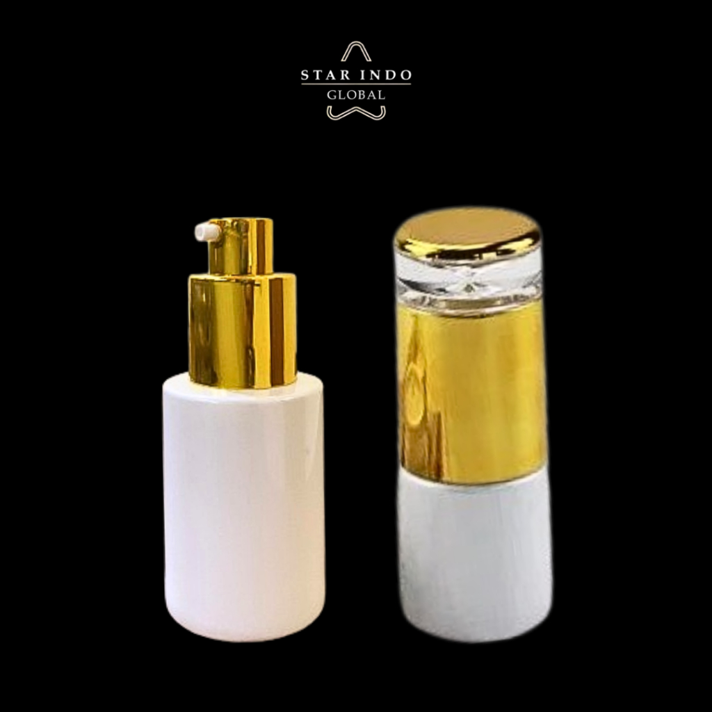 Jual ECER / GROSIR Botol Kaca Premium Gold - White Botol Kaca Pump 30ml ...