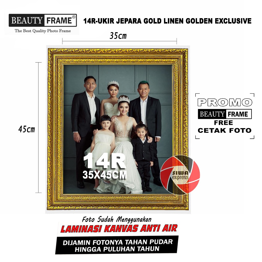 Jual BEAUTY FRAME 14R 35x45 BINGKAI GRATIS CETAK FOTO LAMINASI KANVAS ...