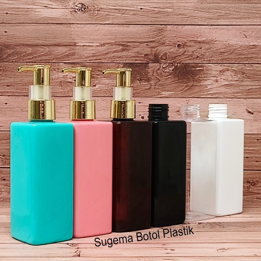 Jual Botol Pump Lotion 250ml Kotak / Botol Pump 250ml Model Kotak Tutup Pump Clip Oil Luxury ...