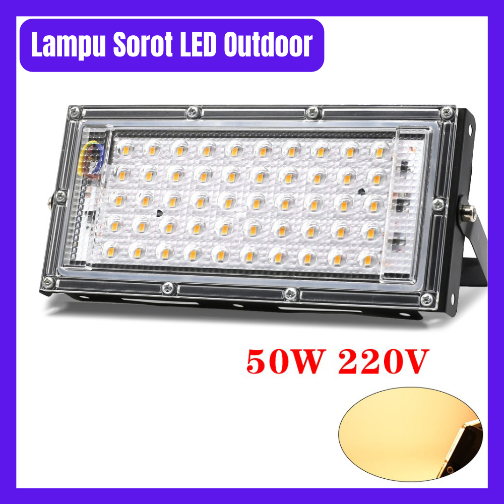 Jual Lampu Sorot LED Taman Anti Air Lampu Sorot LED Outdoor Floodlight Waterproof Warm White 50W ...