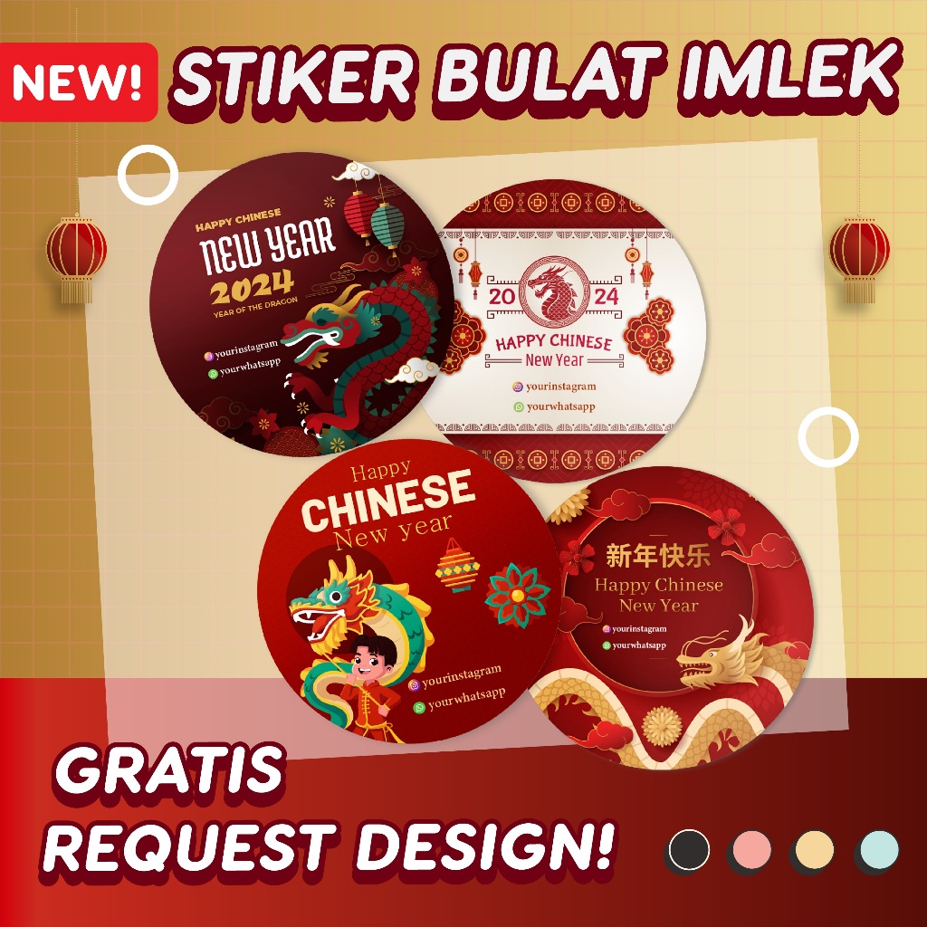 Jual Stiker Imlek 2024 Custom Stiker Thank you | Stiker Label Makanan ...