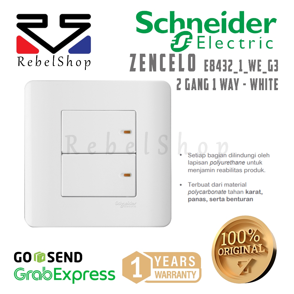 Jual Schneider Saklar Lampu Zencelo White 2 Gang 1 Way - E8432_1_WE_G3 ...
