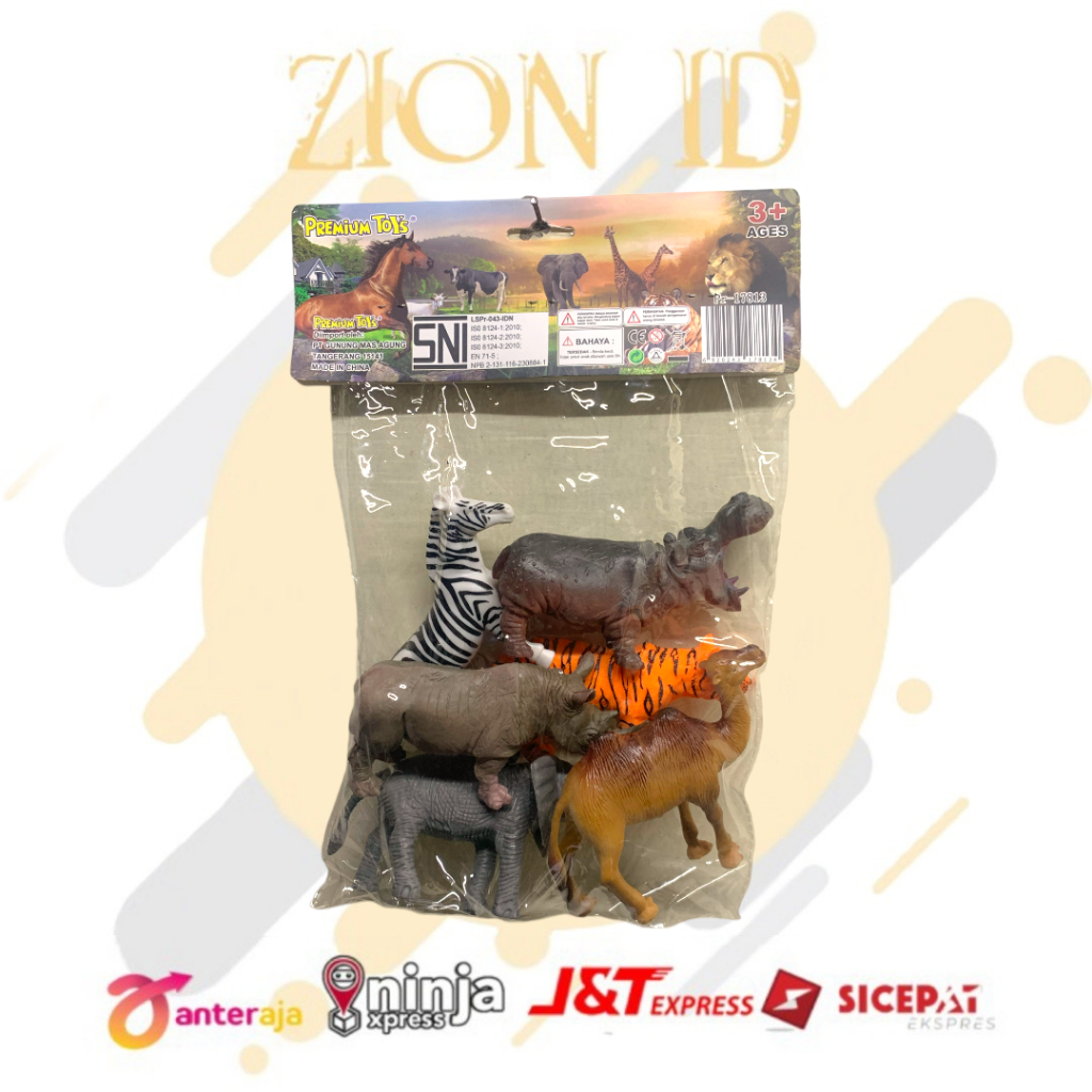 Jual Mainan binatang liar zebra kudanil badak gajah unta dan harimau ...