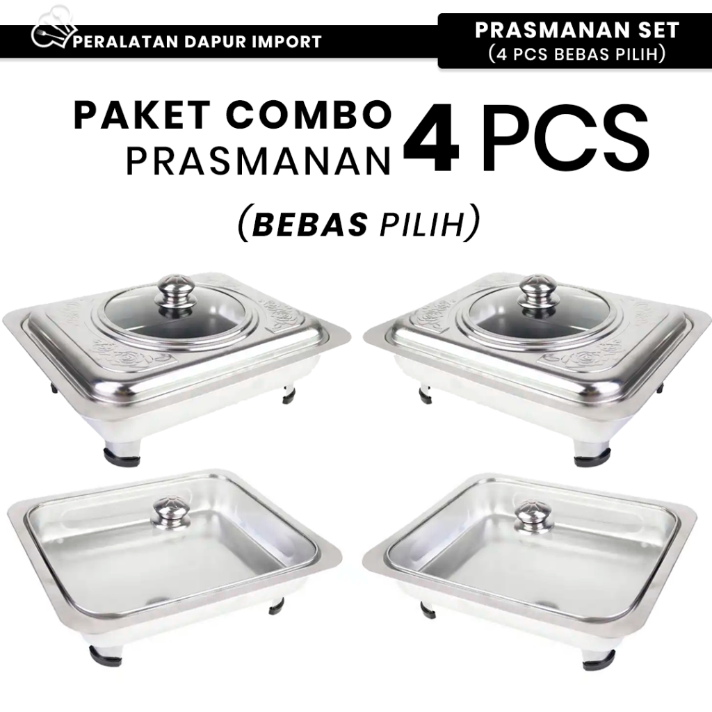 Jual Prasmanan Set dapat 4 Pcs Stainless Kaca Tempat Makan Fast Food ...