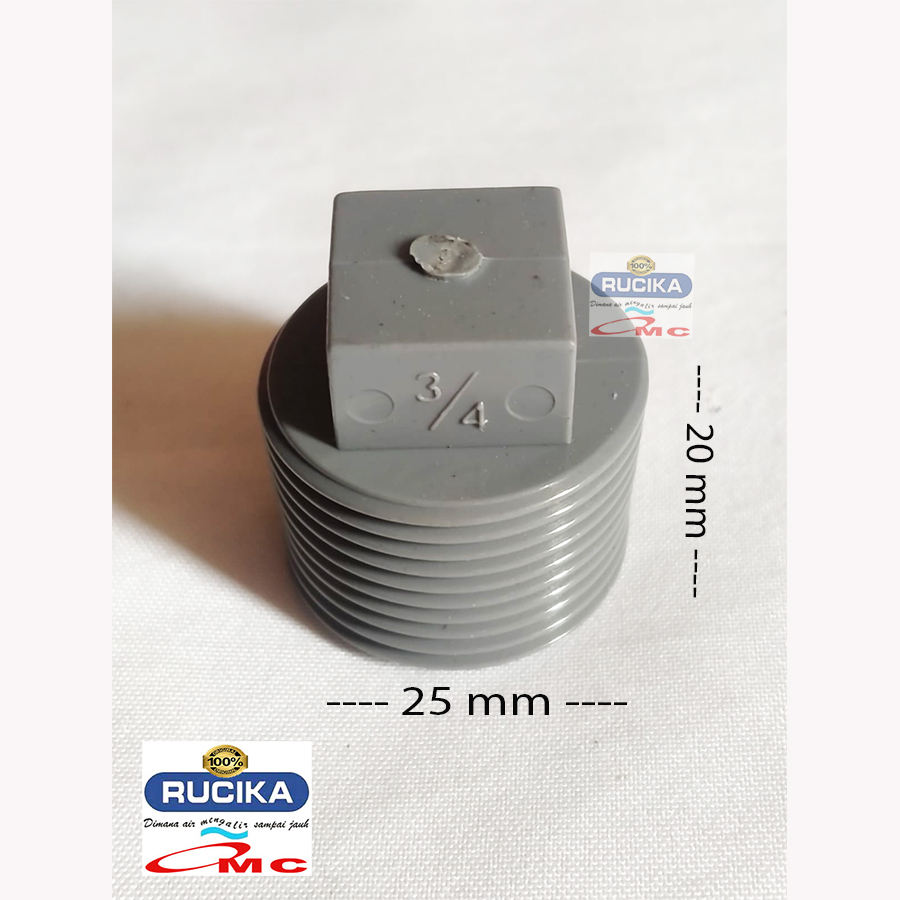 Jual Plug Flug Fluk Tutup Dop Fitting Pipa Drat Luar AW PVC 3/4 inch RUCIKA | Shopee Indonesia