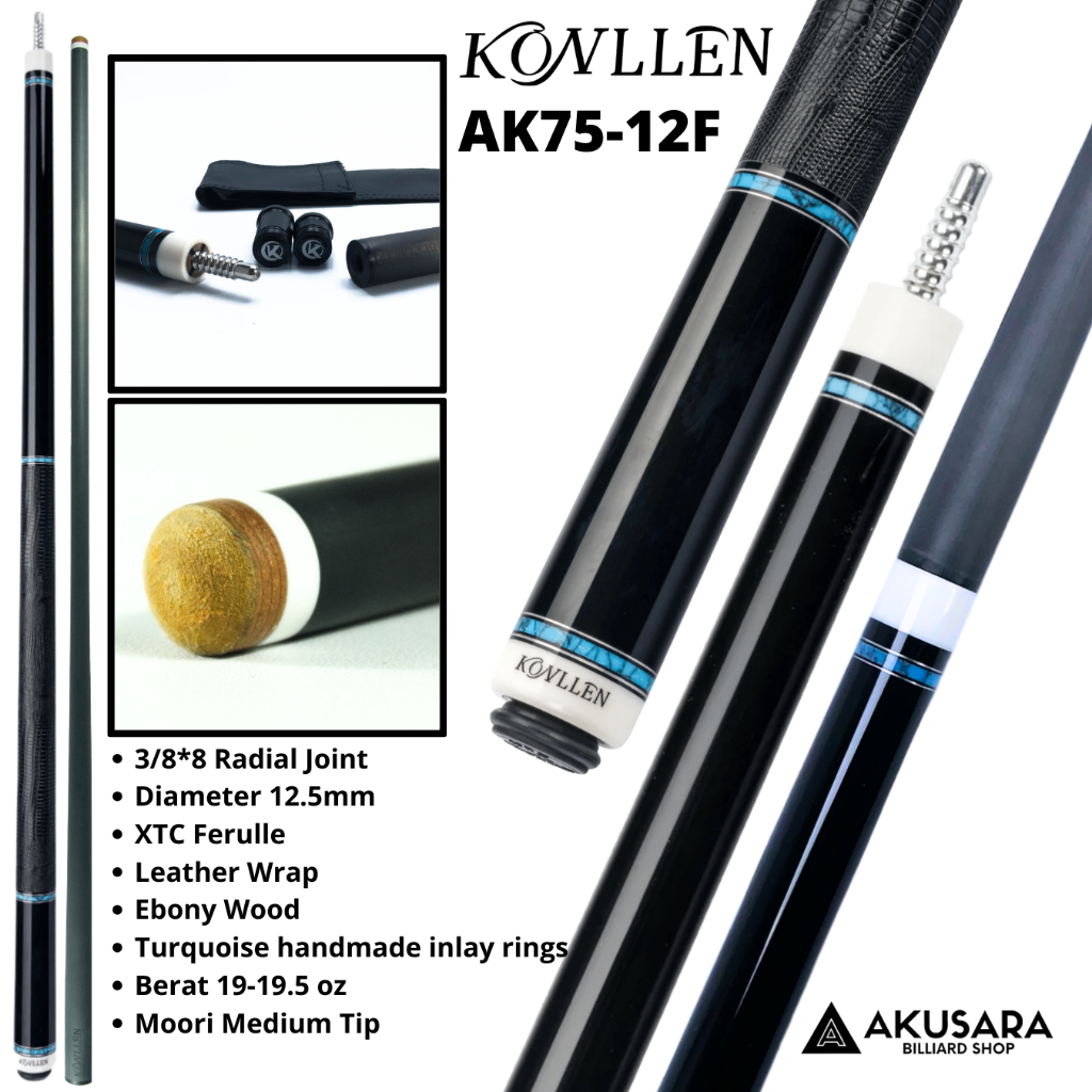 Jual Konllen AK75-12F 12.5mm Carbon Fiber Shaft Cue Stick Billiard ...
