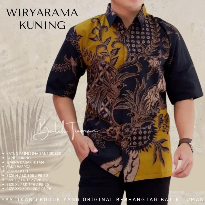 Jual ORIGINAL BATIK COD BATIK PRIA KUNING KUNYIT Lengan panjang ...