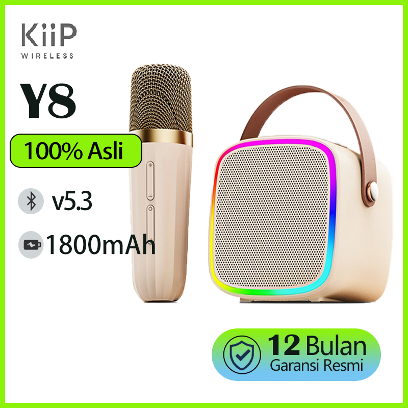 Jual KiiP Wireless Y8 Bluetooth Portable Karaoke Wireless Speaker With Microphone RGB Audio ...