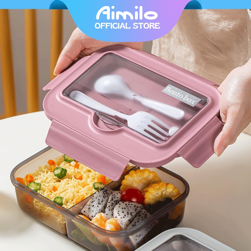 Jual [READY] Aimilo 3 Sekat Tempat Makan Tupperware BPA Free Lunch Box Set Tempat Bekal Anak ...