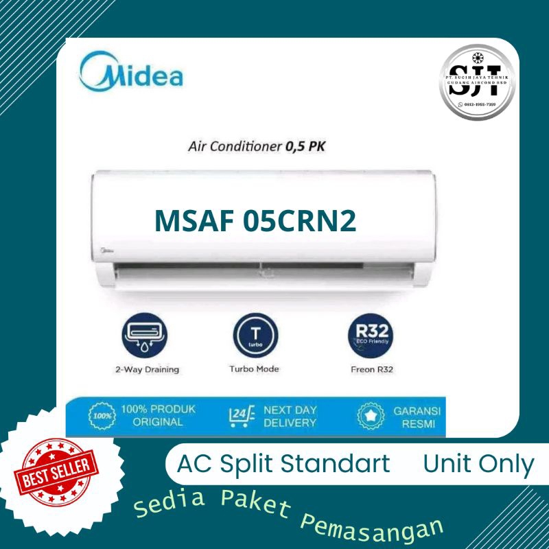Jual AC Midea Standart 0.5pk MSAF 05CRN2 AC Split Freon R32 Unit only ...