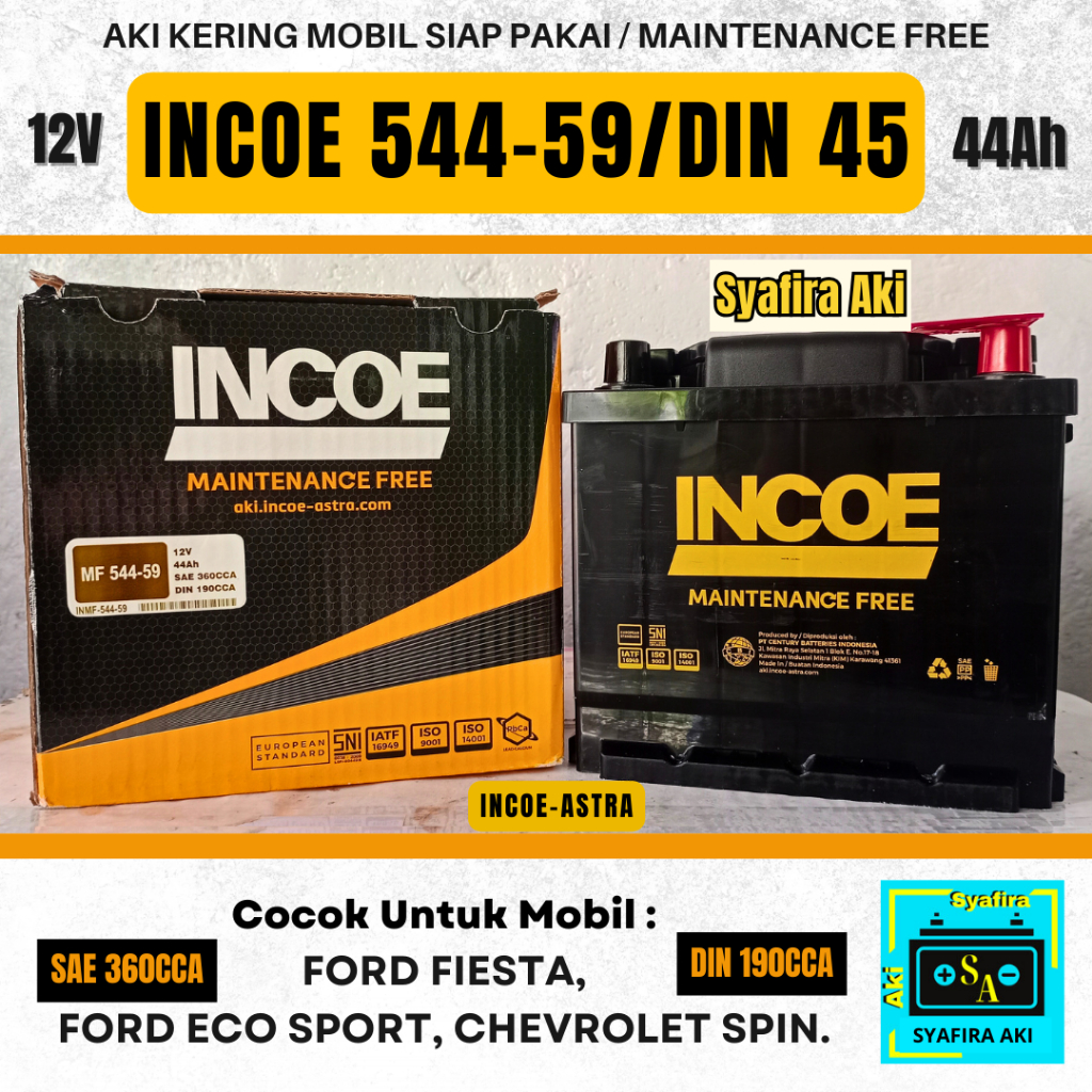 Jual Aki Mobil Ford Fiesta, Eco Sport, Chevrolet Spin Incoe 544-59 12v ...