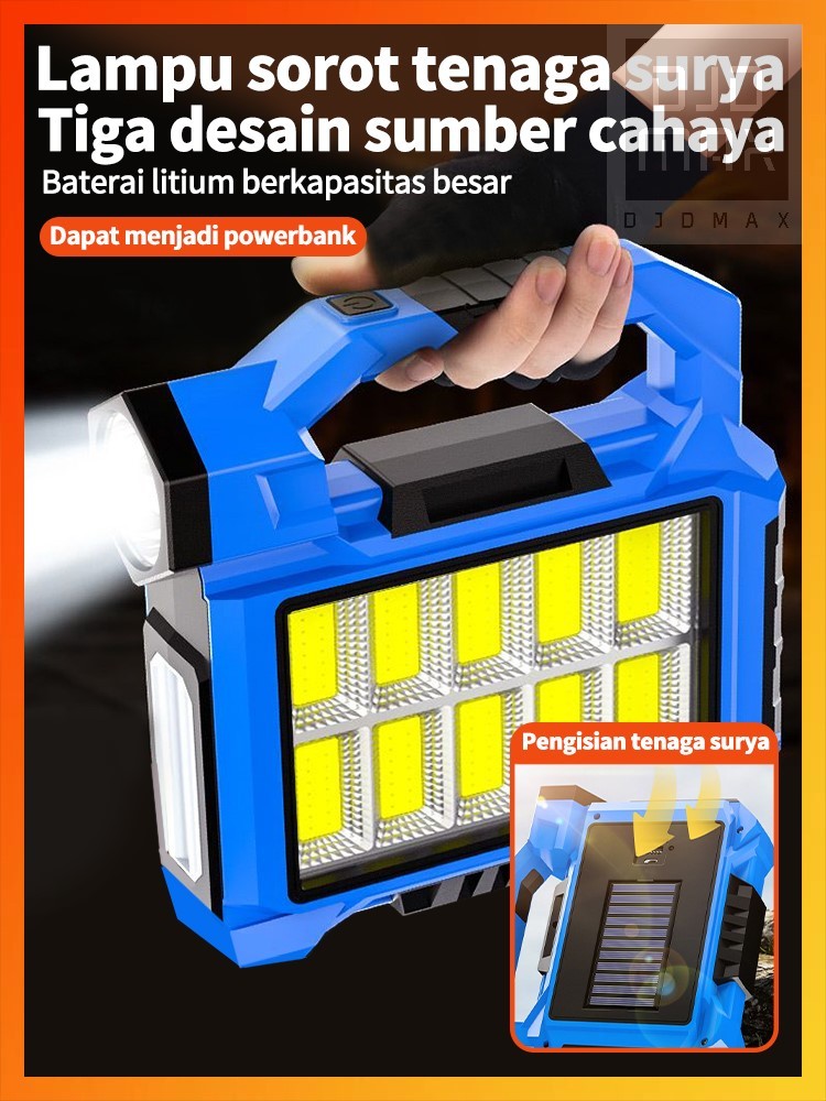Jual DJDMax Lampu Sorot Portabel Ringan Yang Kuat Senter Surya Luar Ruangan Daya Tinggi Tiga ...