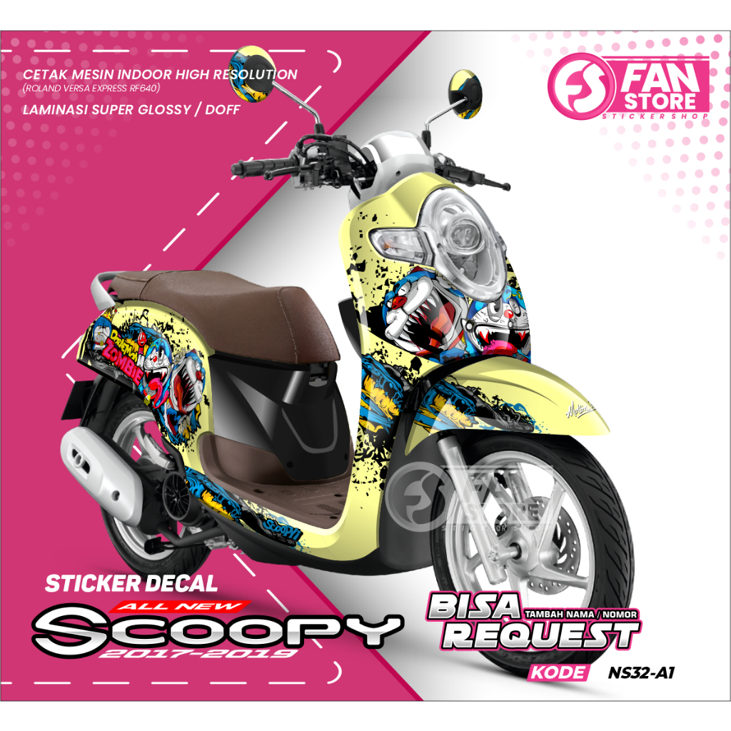 Jual Sticker Decal Honda Scoopy New Full Body - Doraemon Zombie - Decal ...