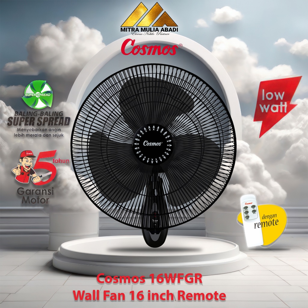 Jual Kipas Angin Cosmos Wall Fan Plus Remote Control 16 inch16-WFGR ...