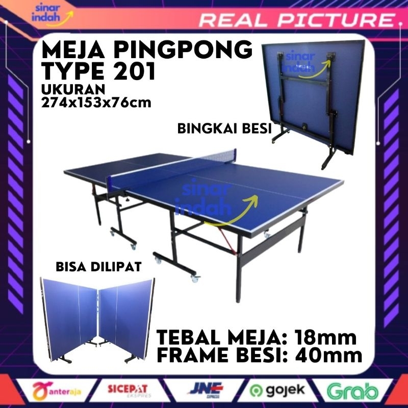 Jual Meja Pingpong Meja Tenis Meja 201 (16mili Roda Kecil) with Frame Besi 40mm | Shopee Indonesia
