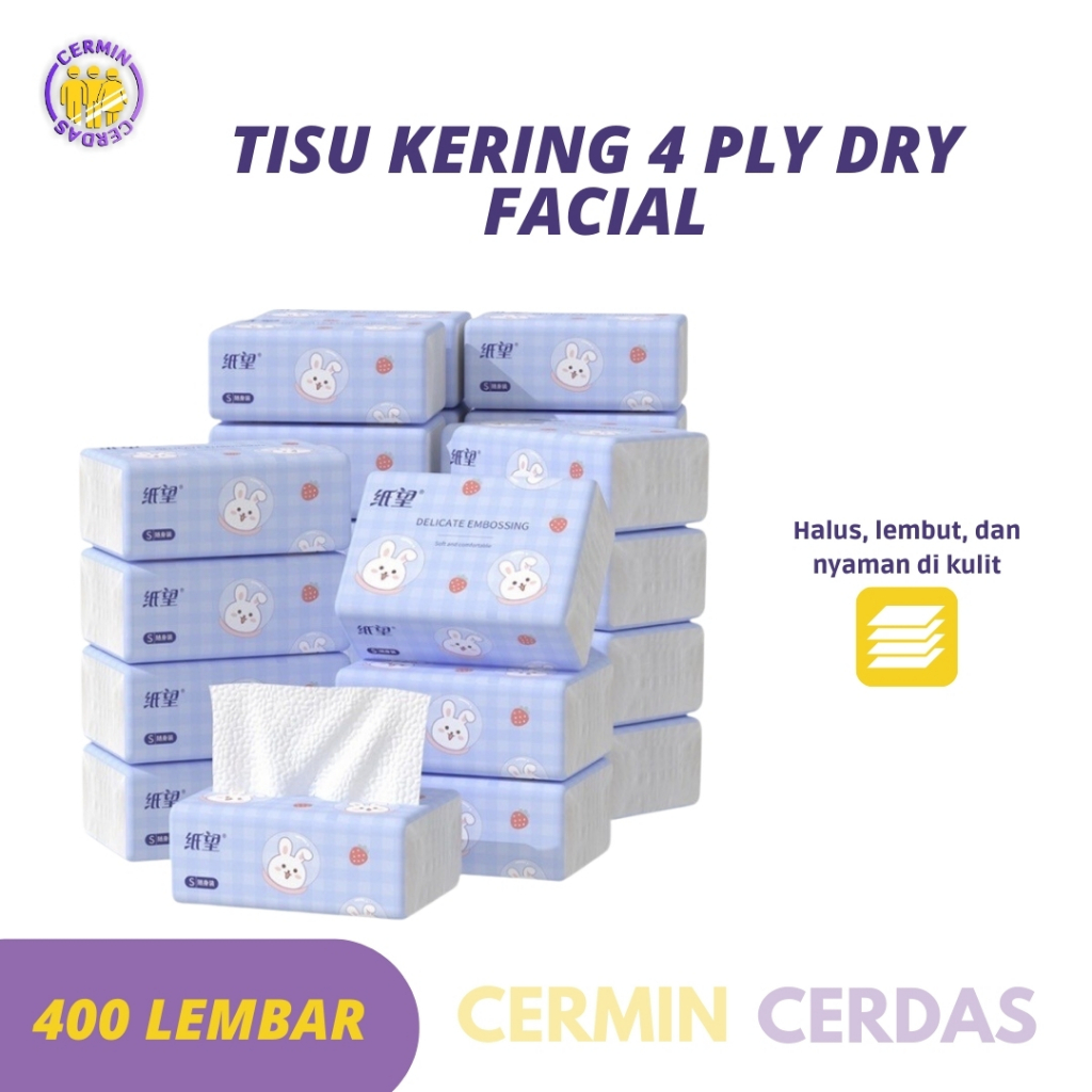 Jual Tisu Kering 4 Ply Dry Facial Tissue Mini Pack 400 Sheet Soft ...