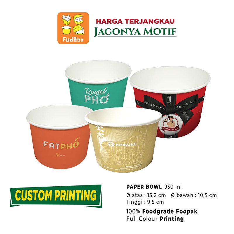 Jual Cetak Custom Paper Bowl 950 ml | Custom Design Mangkok Kertas Full ...