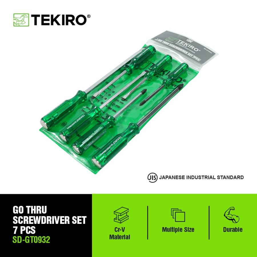 Jual TEKIRO Obeng Set Tembus Hijau 7 Set / Go Thru Screwdriver Set 7pcs ...