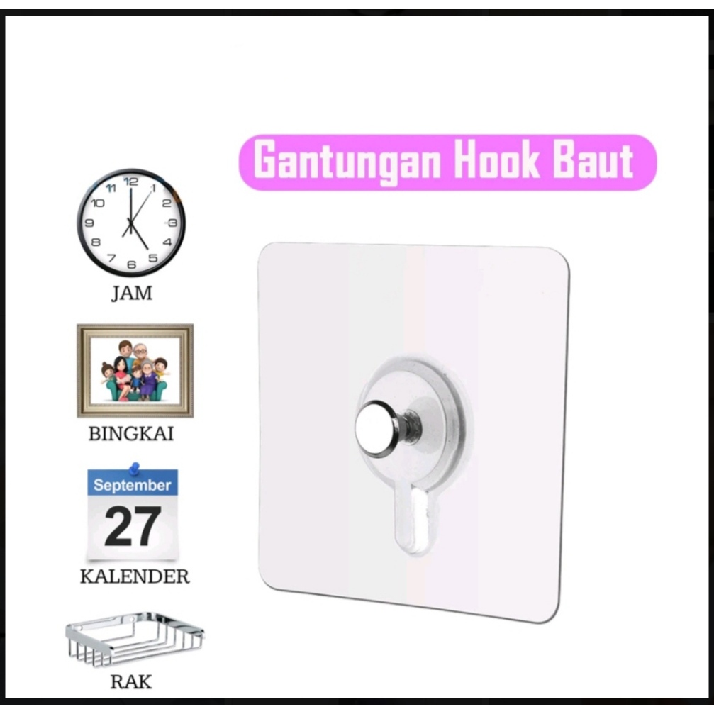 Jual Tempelan Gantungan Dinding Hook Baut Paku Socket Perekat Tempel ...