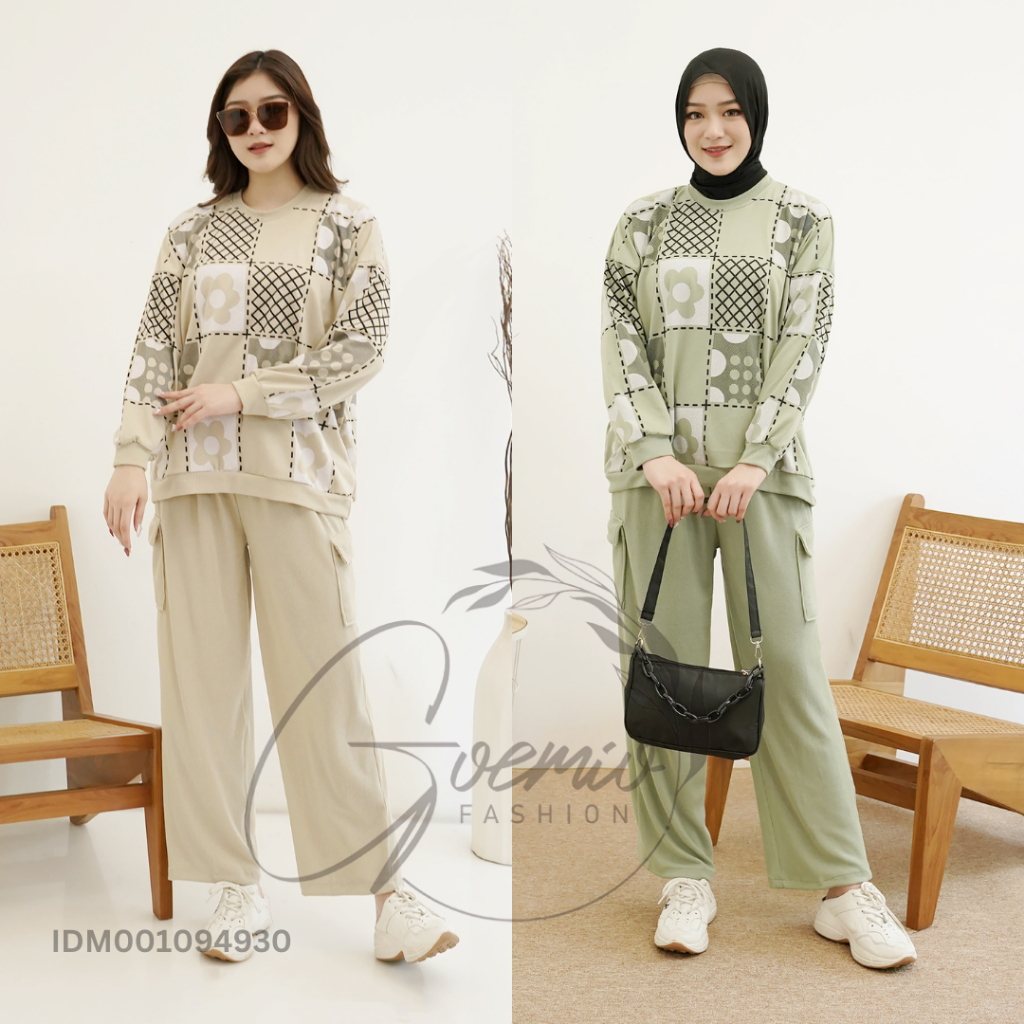 Jual ilook | LD 120 One Set Anemone Setelan Katun Mini Combi Katun Knit Atasan Dan Celana ...