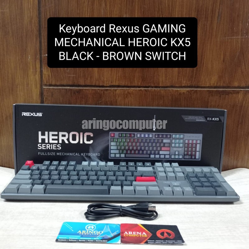 Jual Keyboard Rexus GAMING MECHANICAL HEROIC KX5 BLACK GREY - BROWN SWITCH | Shopee Indonesia