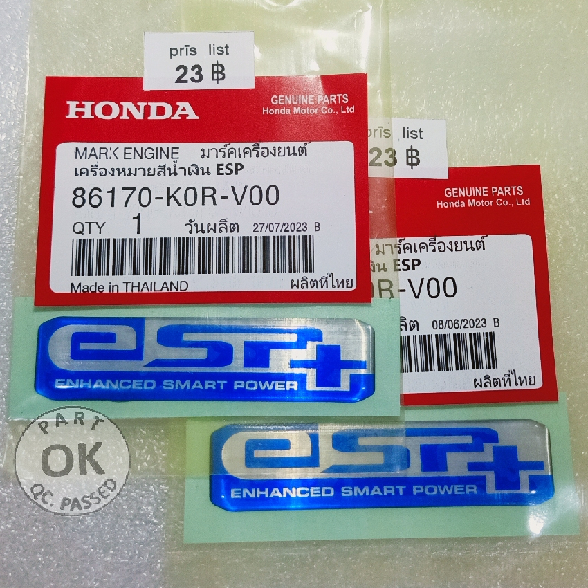 Jual 86170 K0R V00 Stiker Sticker Emblem Engine Mark 3D LOGO ESP+ Honda ...
